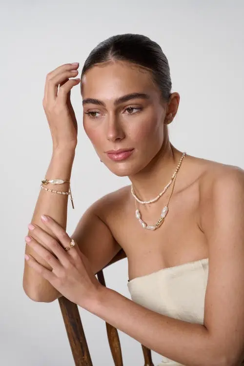 TUTTI Freshwater Pearl Necklace - Gold