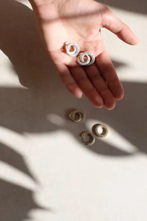 TUTTI Charm Hoop Earrings - Silver