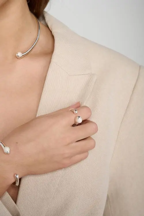 TUTTI Oceanic Ring With Pearl Enamel - Silver