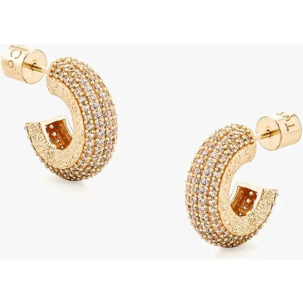 TUTTI Essence Pave Hoop Earrings - Gold
