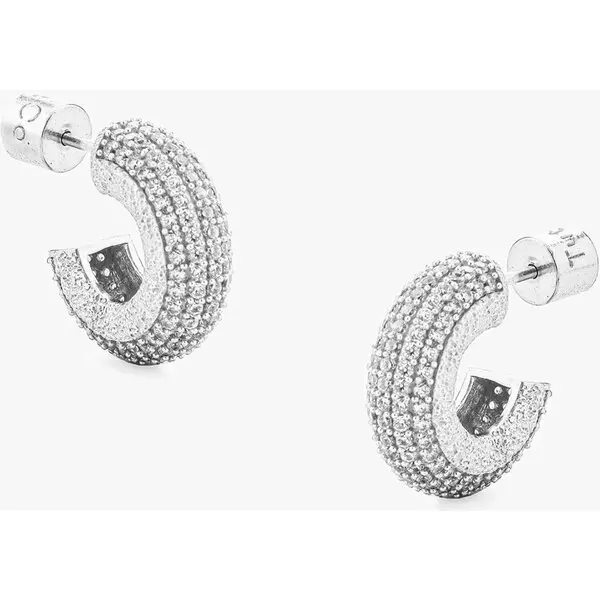 TUTTI Essence Pave Hoop Earrings - Silver