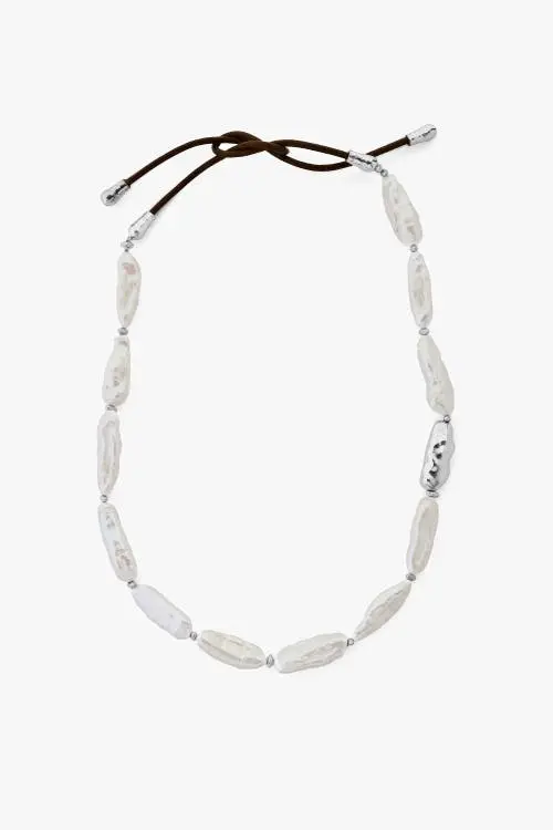 TUTTI Baroque Pearl Necklace - Silver