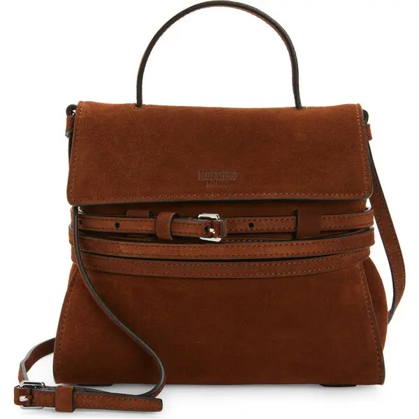Moschino Tie Me Suede Handbag - Brown