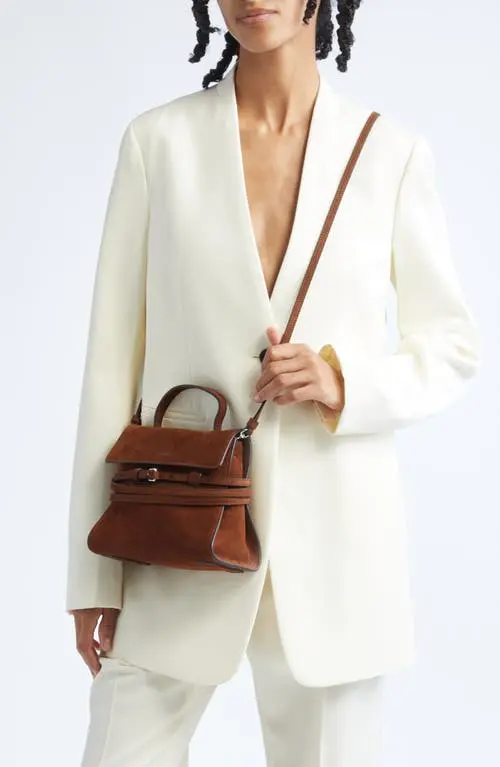 Moschino Tie Me Suede Handbag - Brown