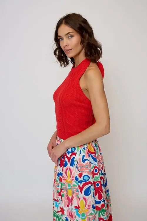 Central Park West Cabled Halter Knit Top