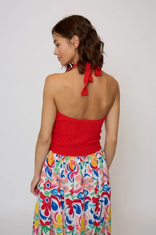 Central Park West Cabled Halter Knit Top