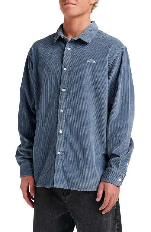 Quiksilver Cotton Corduroy Button-up Overshirt - China Blue