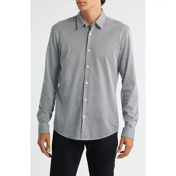 BOSS Roan Stretch Corduroy Button-up Shirt - Dark Blue