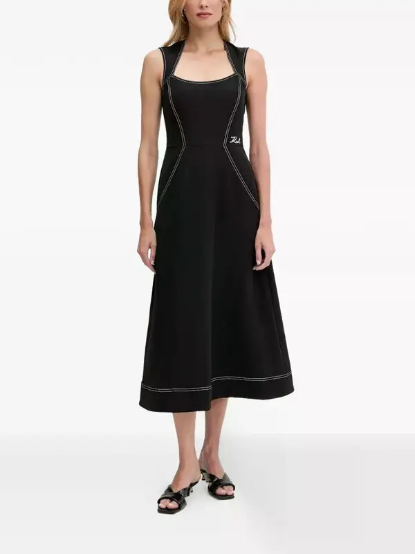 knee length dresses for ladies Zip-front knit dress | Black | Women | KARL LAGERFELD main image 0