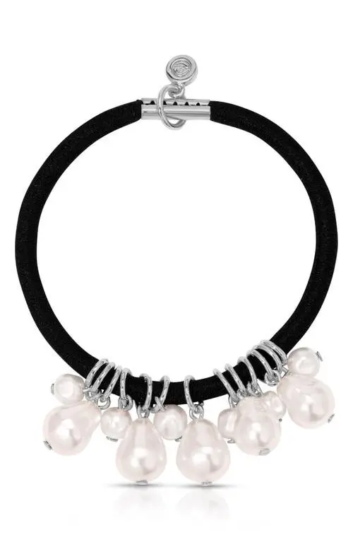 Ettika Imitation Pearl Ponytail Holder - Silver