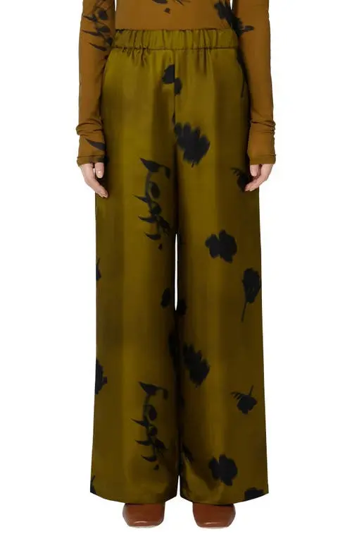 MM BY MAX MARA Helga Printed Silk Straight Leg Pants