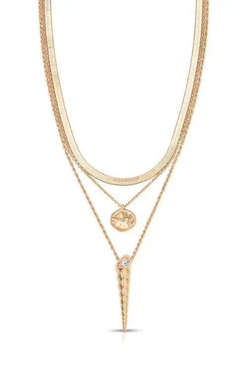 Ettika Saint Tropez Shell Charm Layered Necklace - Gold