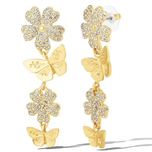 Jessica Simpson Vertical Butterfly Drop Earrings