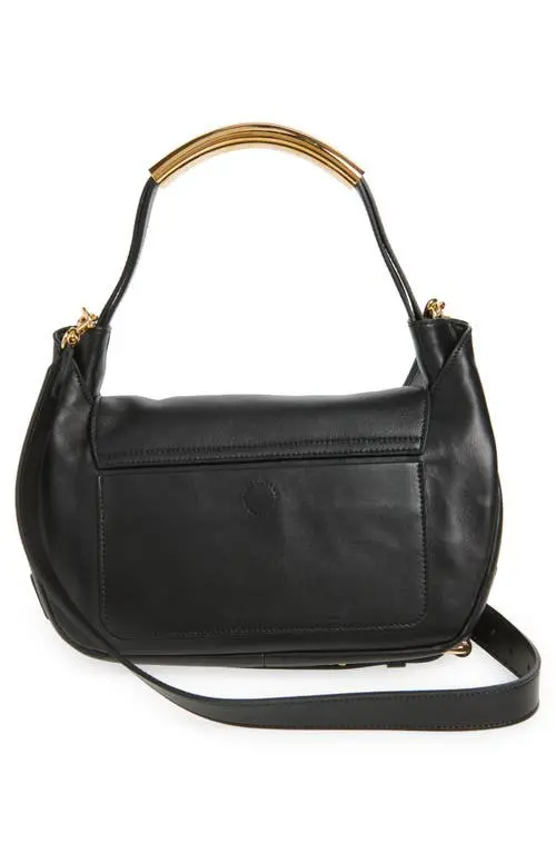 Moschino Handle Me Leather Shoulder Bag - Black