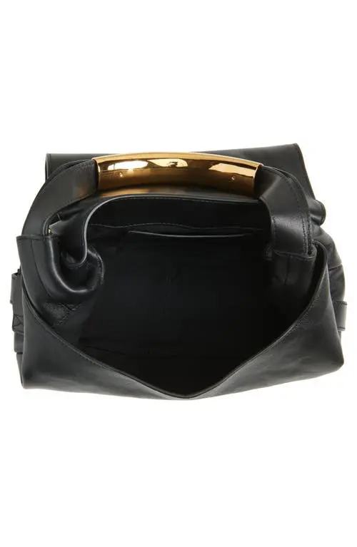Moschino Handle Me Leather Shoulder Bag - Black