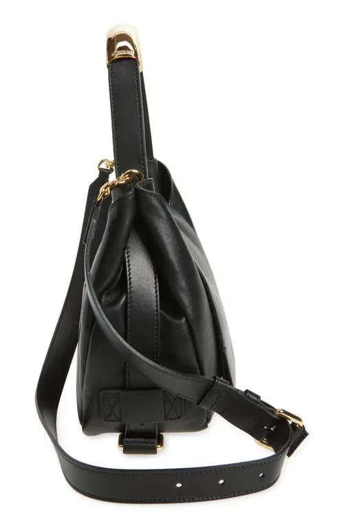 Moschino Handle Me Leather Shoulder Bag - Black