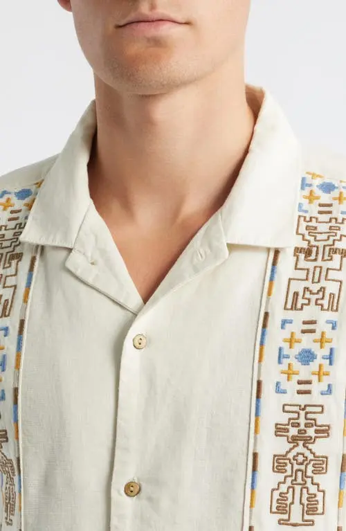 ROARK Gonzo Embroidered Organic Cotton & Linen Camp Shirt - Ioy