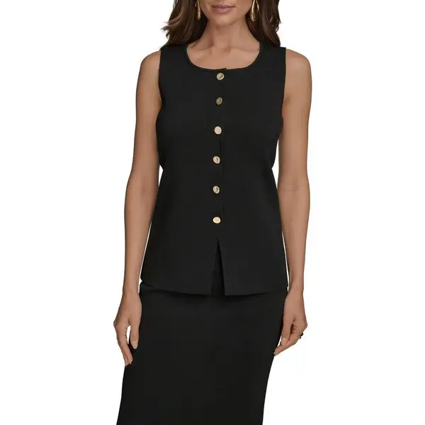 Donna Karan New York Button-front Knit Vest