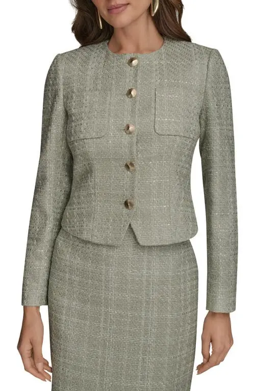Donna Karan New York Button Front Tweed Jacket