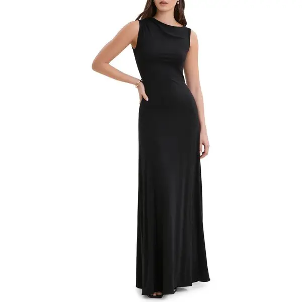 MARCELLA Laurel Sleeveless Stretch Jersey Gown - Black