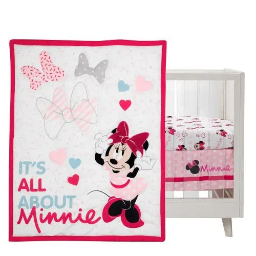 LAMBS & IVY Disney Baby Minnie Mouse Love 3-piece Nursery Crib Bedding Set - Pink