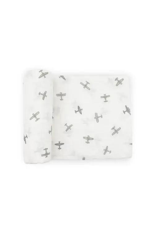 LITTLE UNICORN Organic Cotton Muslin Swaddle Blanket - Pewter Planes