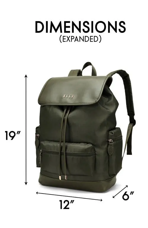 ELLE 23l Monogram Travel Backpack - Olive Green