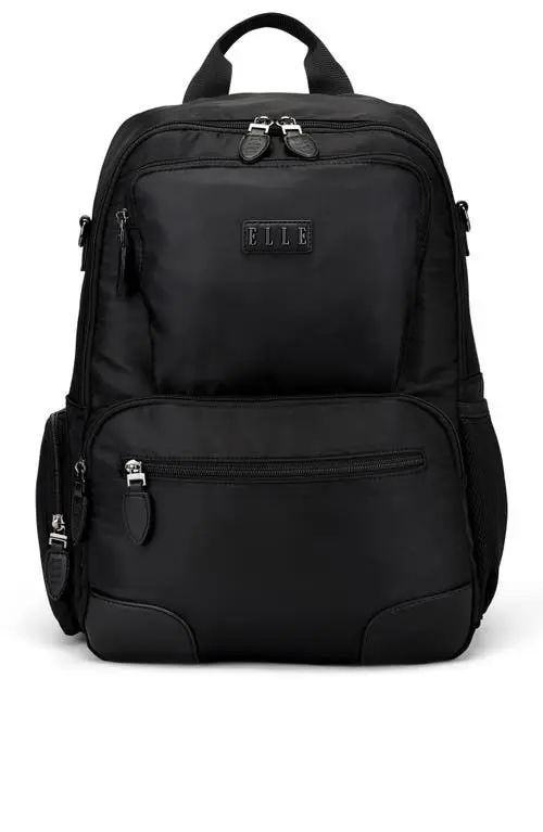 ELLE Voyage 20l Twill And Vegan Leather Backpack - Black