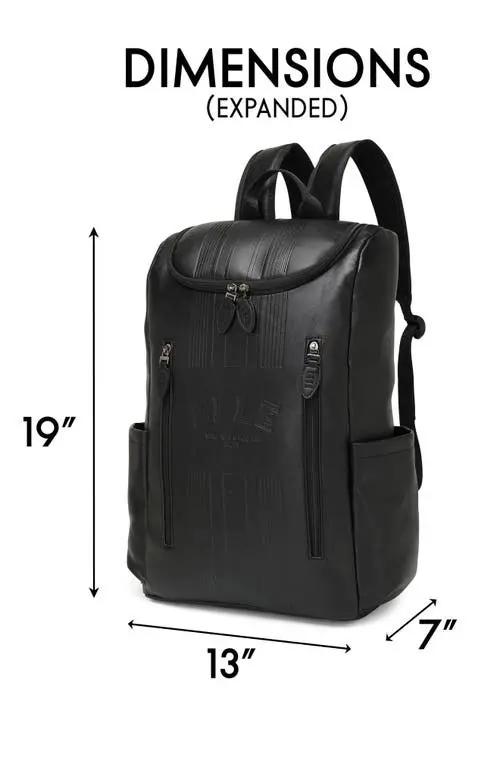 ELLE 22l Vegan Leather Backpack - Black