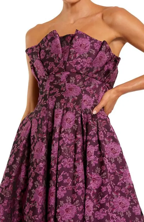 Mac Duggal Floral Brocade A-line Midi Dress