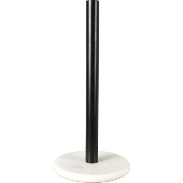 HAPPIMESS Avery Modern Classic Metal With Non Slip Weighted Marble Base Paper Towel Holder - Black/white Marble