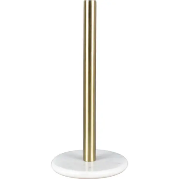 HAPPIMESS Avery Modern Classic Metal With Non Slip Weighted Marble Base Paper Towel Holder - Gold/white Marble