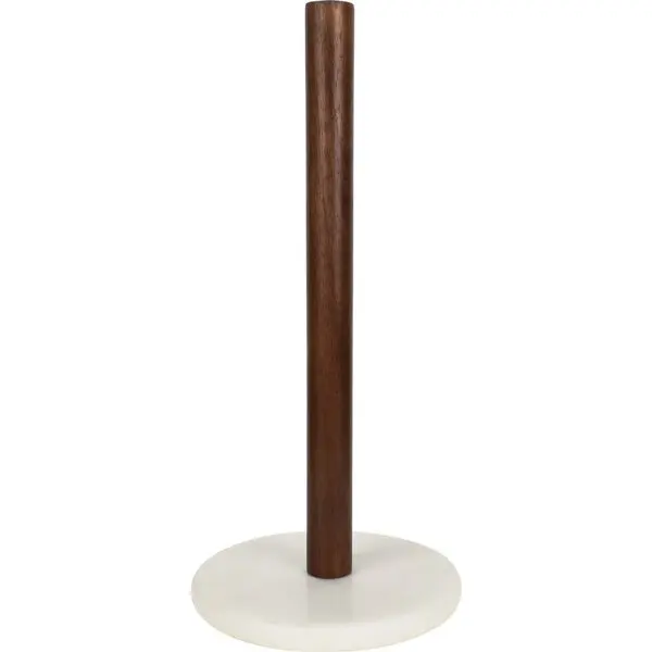HAPPIMESS Avery Modern Classic Metal With Non Slip Weighted Marble Base Paper Towel Holder - Natural/white Marble
