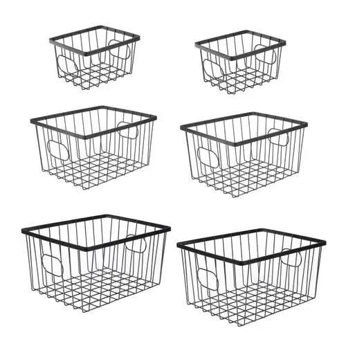 HAPPIMESS Camden Vintage Industrial Handmade Wire Metal Nesting Storage Baskets - Black