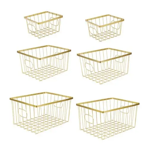 HAPPIMESS Camden Vintage Industrial Handmade Wire Metal Nesting Storage Baskets - Gold