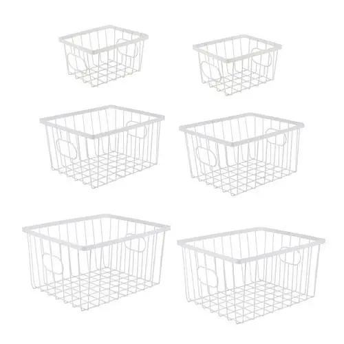 HAPPIMESS Camden Vintage Industrial Handmade Wire Metal Nesting Storage Baskets - White