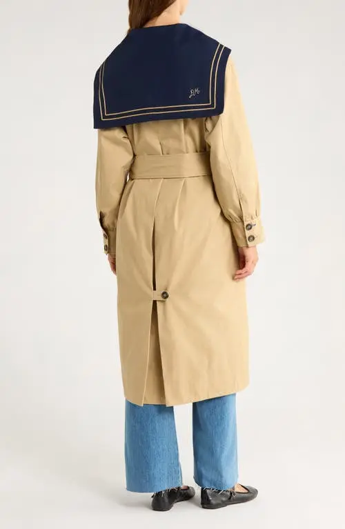 DAMSON MADDER Ella Organic Cotton Trench Coat - Navy/tan