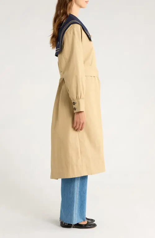 DAMSON MADDER Ella Organic Cotton Trench Coat - Navy/tan