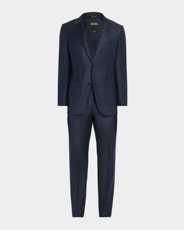 Zegna Wool Tonal Plaid Two-piece Suit - Blue Navy Check