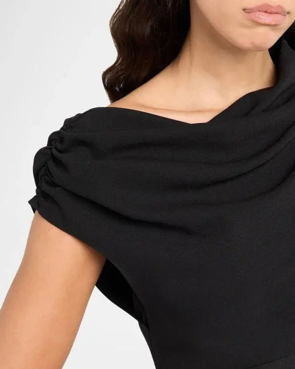 Aidan Mattox Draped One-shoulder Midi Dress
