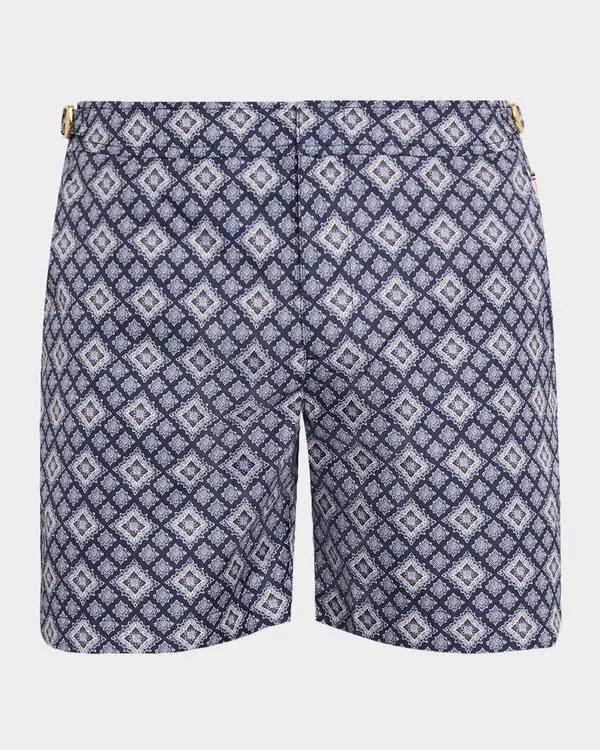 Orlebar Brown Bulldog Paisley Mid-length Swim Shorts - Night Iris