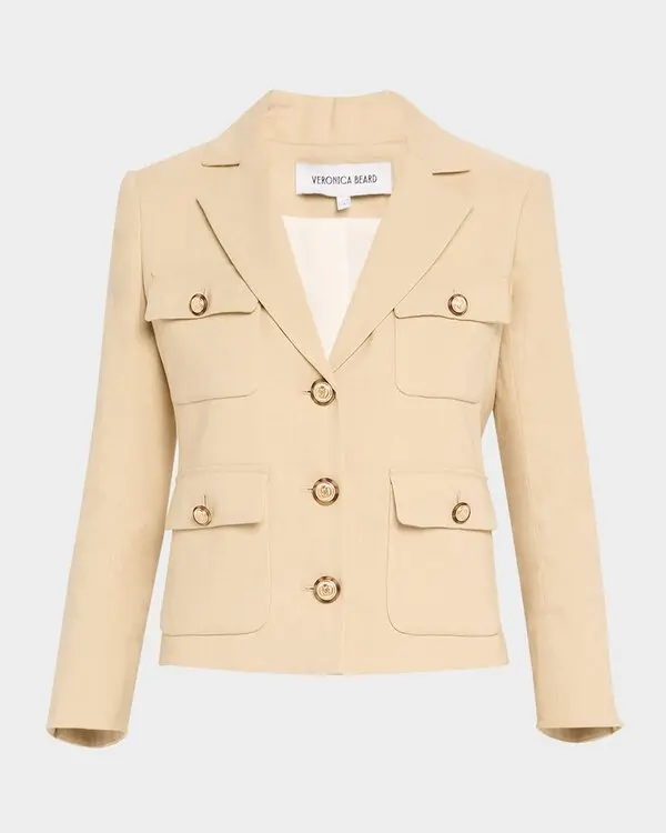 Veronica Beard Linen-Blend Utility Jacket Schuyler Jacket