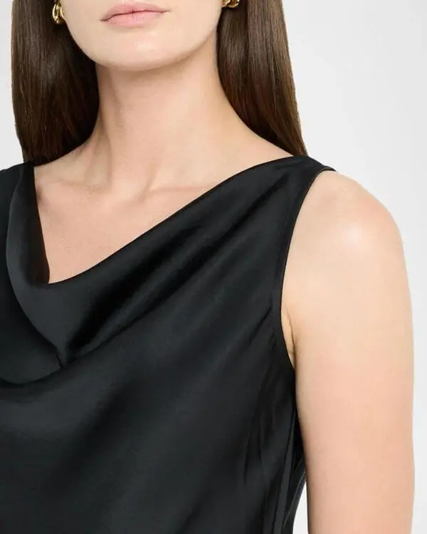 Lapointe Lightweight Satin Belted Midi Dress - Black