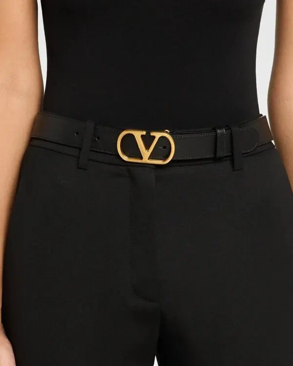 Valentino Garavani Vlogo Signature Leather Belt 30mm - Nero