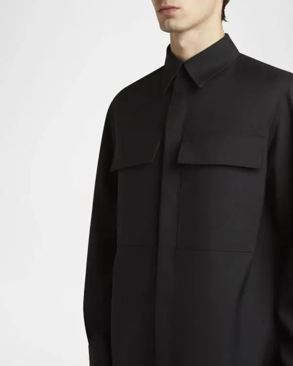 JIL SANDER Apos;s Wool Two-pocket Work Shirt - Black