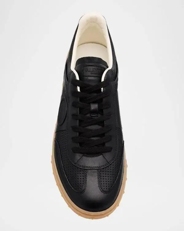 Valentino Garavani Perforated Napa Leather Low-top Sneakers - Black