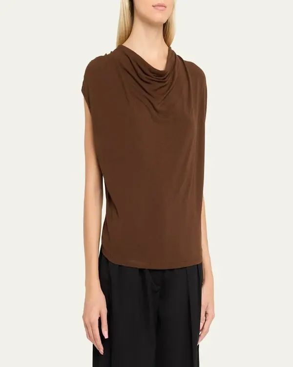 Vince Draped Cowl-neck Top - Espresso