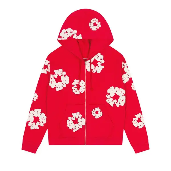 DENIM TEARS Cotton Wreath Zip Hoodie - Red