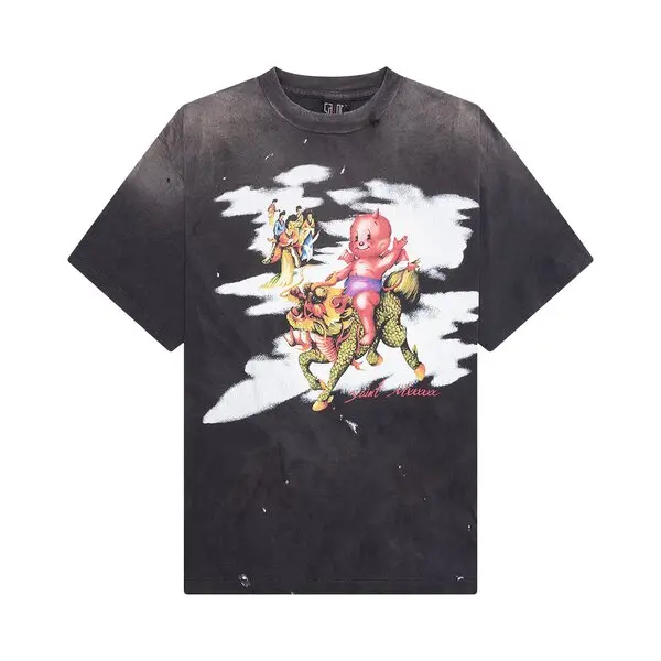 SAINT MXXXXXX Distressed Graphic Tee - Black