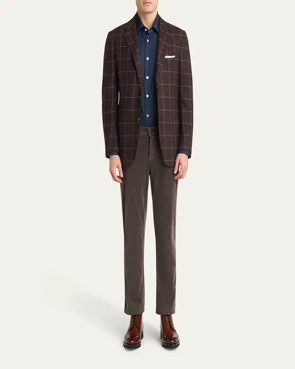 Kiton Cashmere Windowpane Check Single-breasted Sport Coat